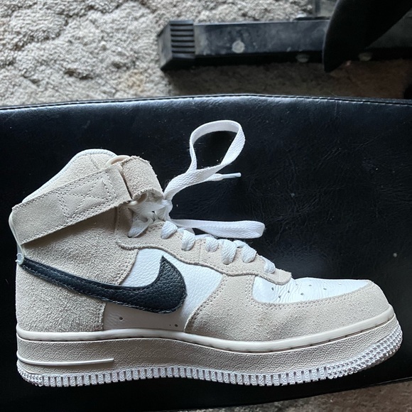 Nike | Shoes | Nike Af Hightop Sneakers In Suede Cream And Black | Poshmark